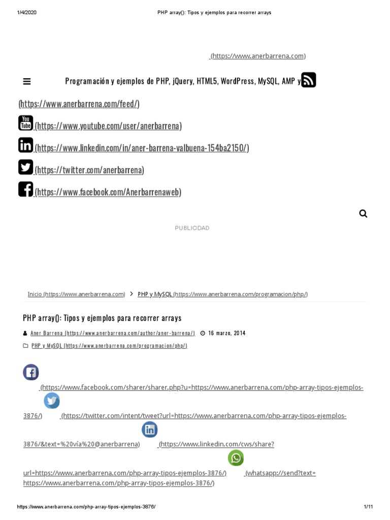 PHP Array - Tipos y Ejemplos para Recorrer Arrays | PDF | Estructura de ...