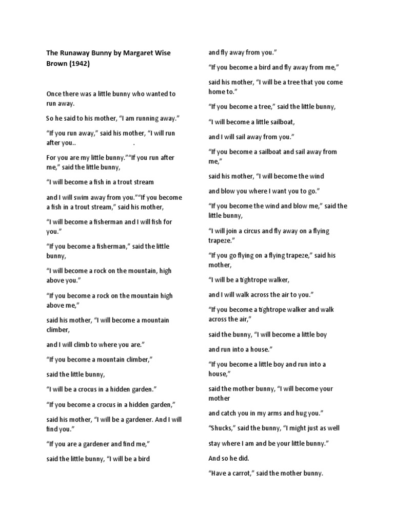 The Runaway Bunny by Margaret Wise Brown | PDF | Nature