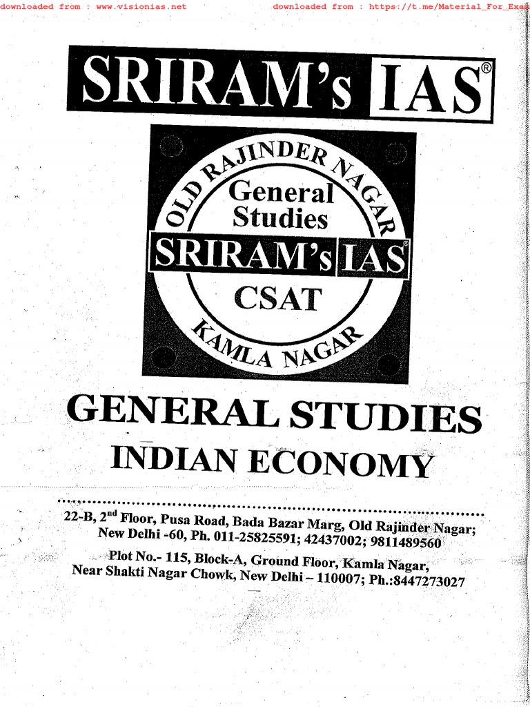 SRIRAM IAS ECONOMY Notes PDF | PDF