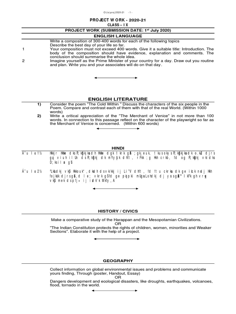 Class IX Project Work PDF | PDF | Numbers | Water
