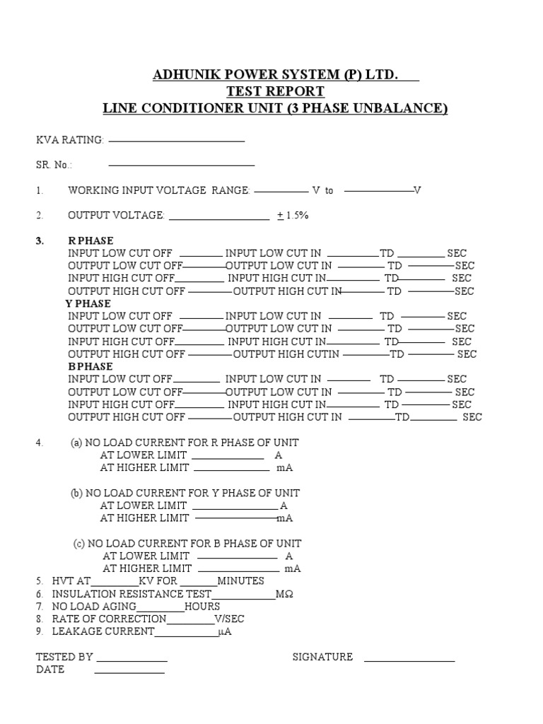Adhunik Power System (P) Ltd. Test Report Line Conditioner Unit (3 ...