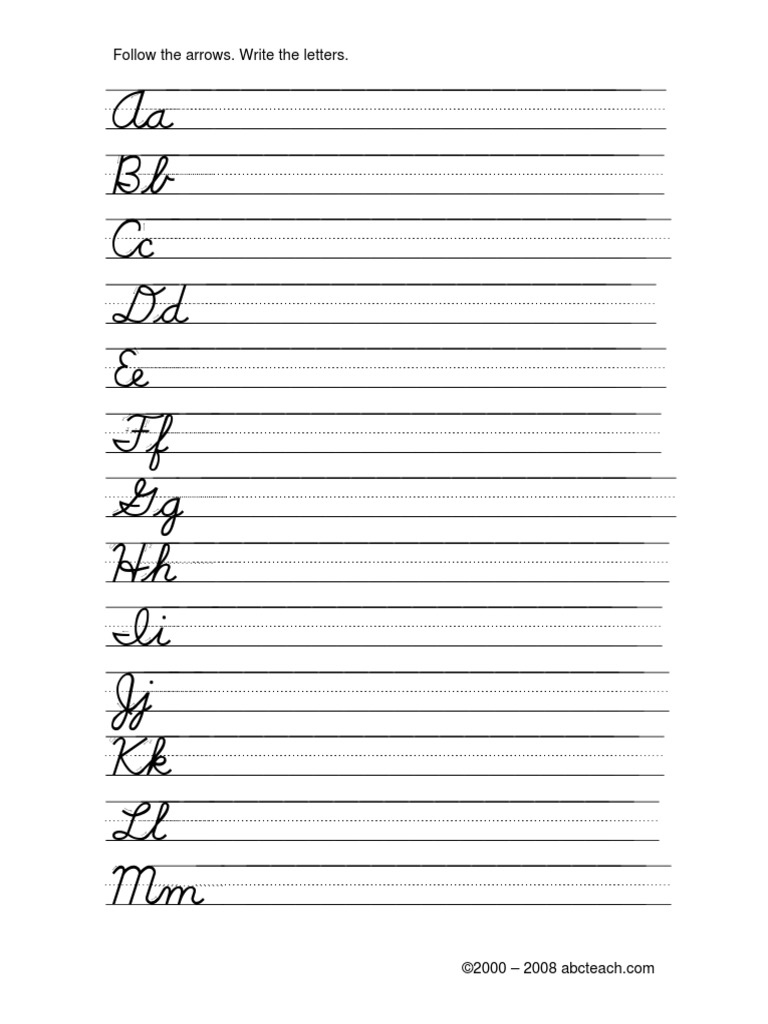 Dnfont Alphabet Arrows Practice Cursive PDF | PDF | Language Arts ...