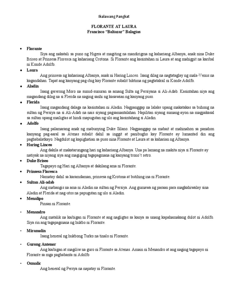 Florante at Laura Buod-1 | PDF