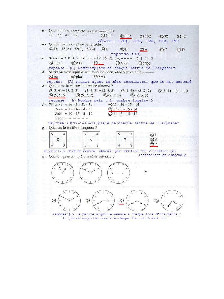 TEST Psychotechniques Et Corrigé PDF | PDF