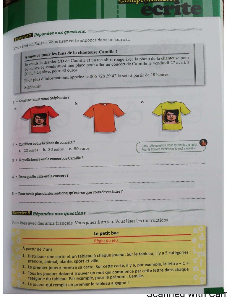 Comprehension Ecrite A1 | PDF