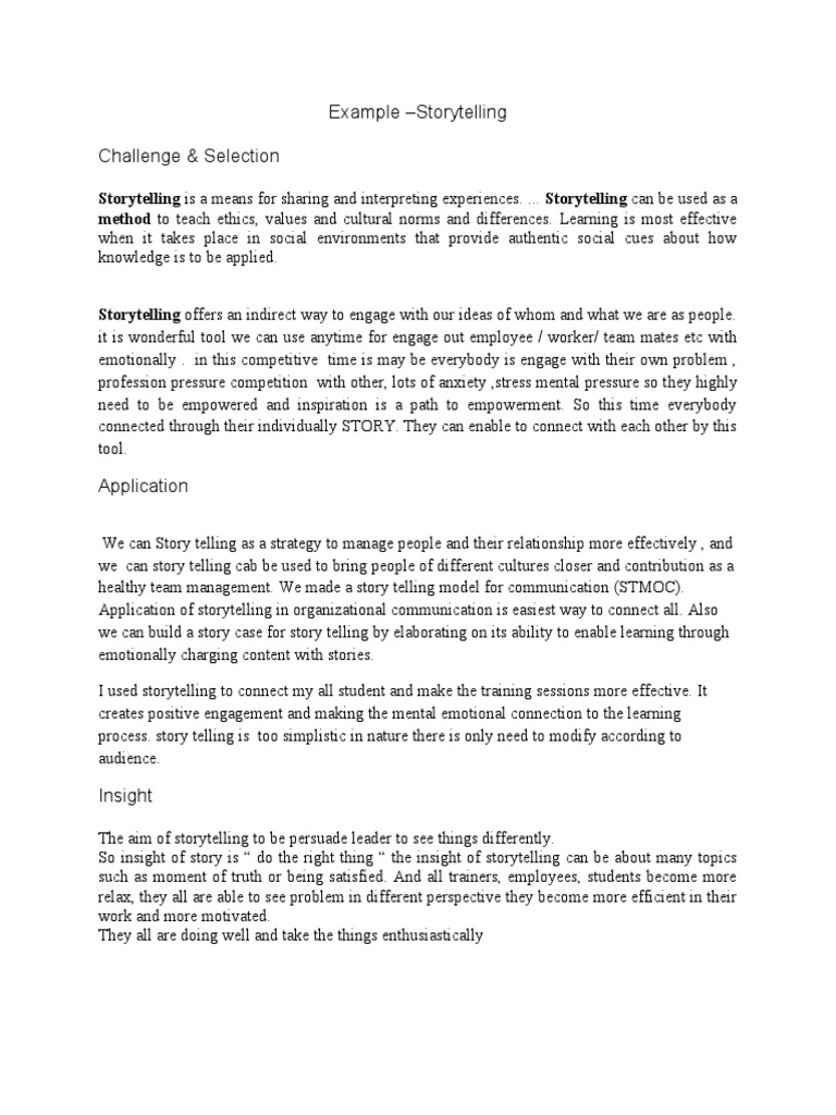 Example - Storytelling Challenge & Selection | Download Free PDF ...