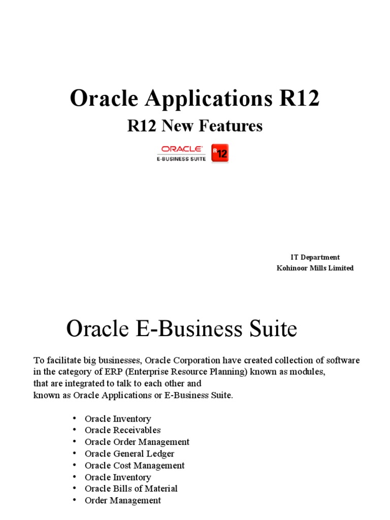 R12 New Features | PDF | Oracle Database | Oracle Corporation