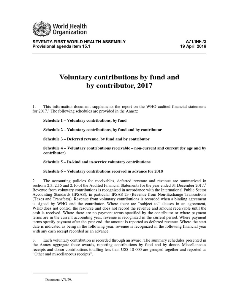 A71 INF2-en PDF | PDF | World Health Organization | Revenue
