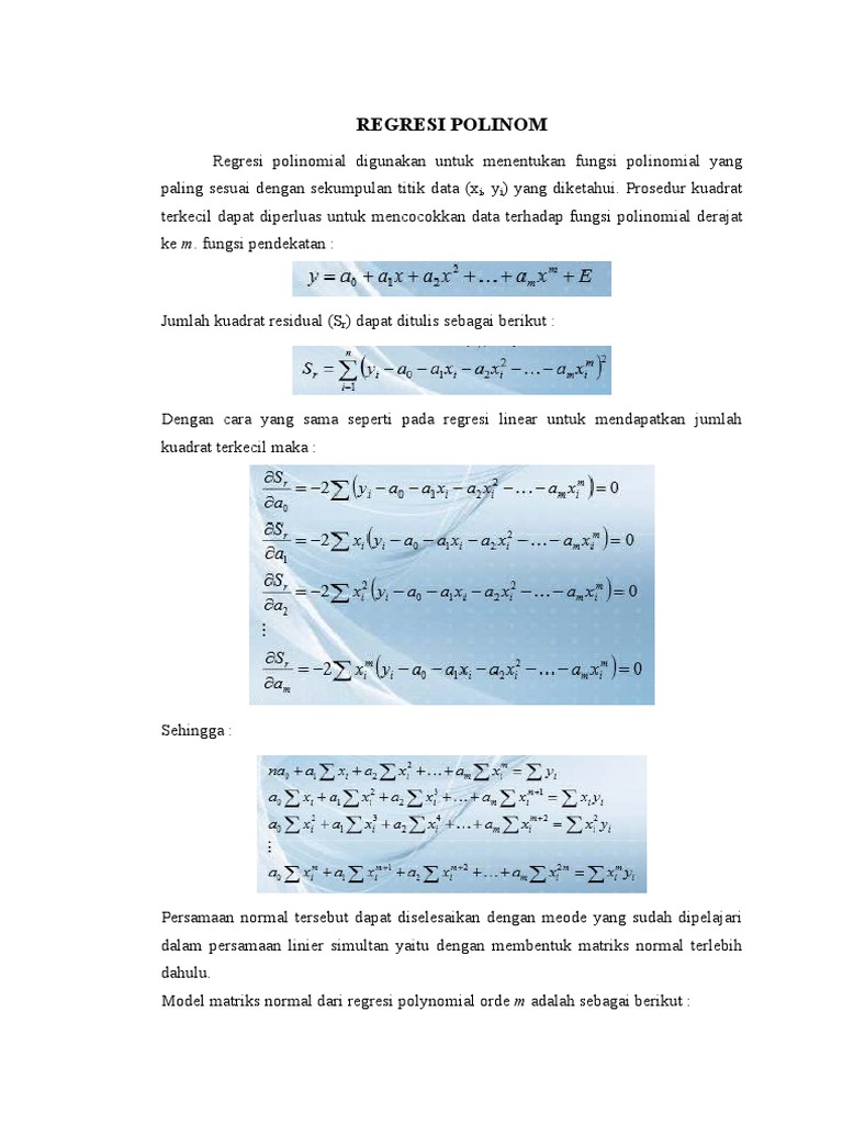 Regresi Polinomial: Metode dan Contoh | PDF | Metode & Bahan Ajar