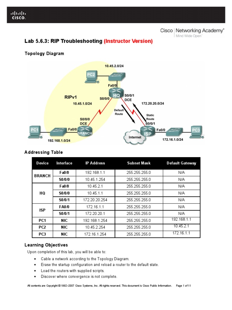 E2 Lab 5 6 3 Instructor | PDF | Router (Computing) | Ip Address
