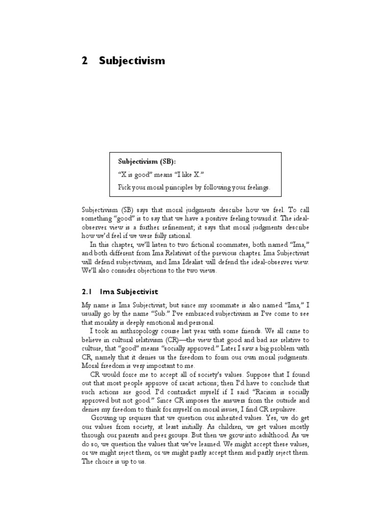 Subjectivism vs. Ideal-Observer Ethics | PDF | Objectivity (Philosophy ...