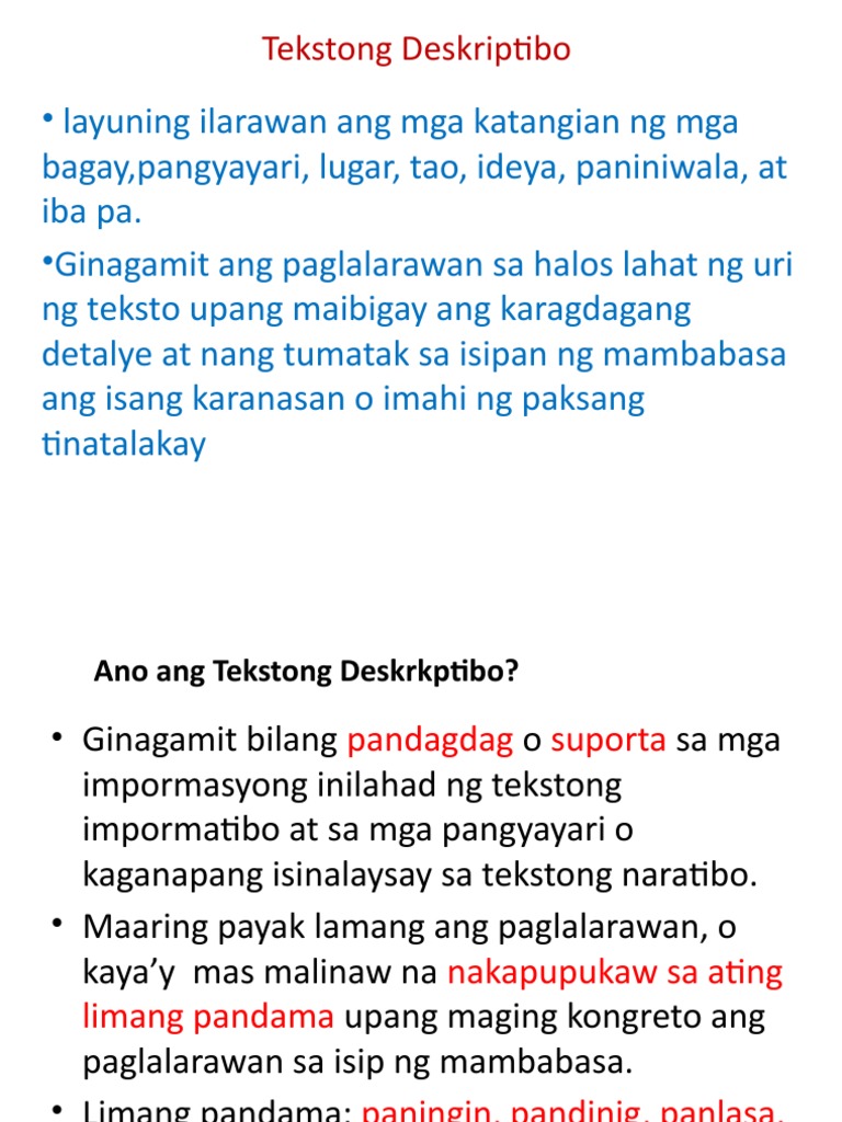 Tekstong Deskriptibo | PDF