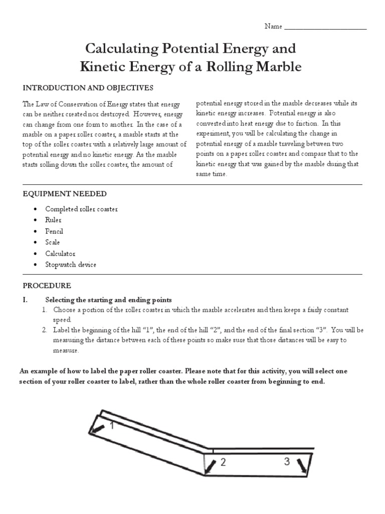 Energy Calculations for Rolling Marbles | PDF | Potential Energy ...