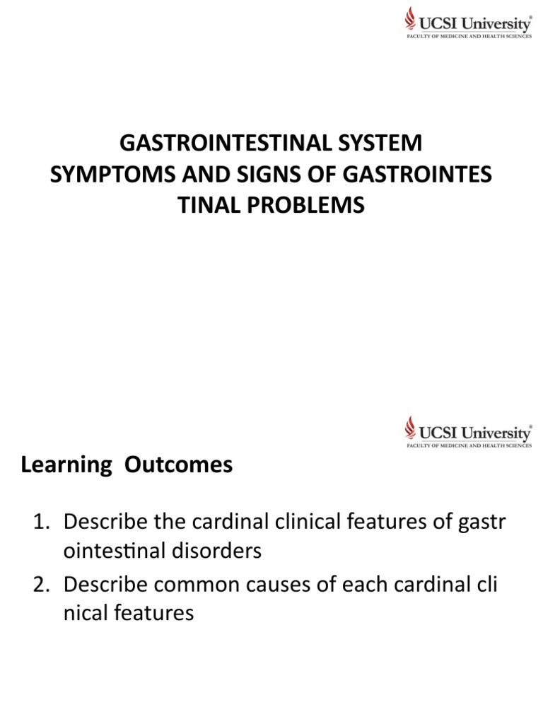 Gastrointestinal System Symptoms and Signs of Gastrointes Tinal ...