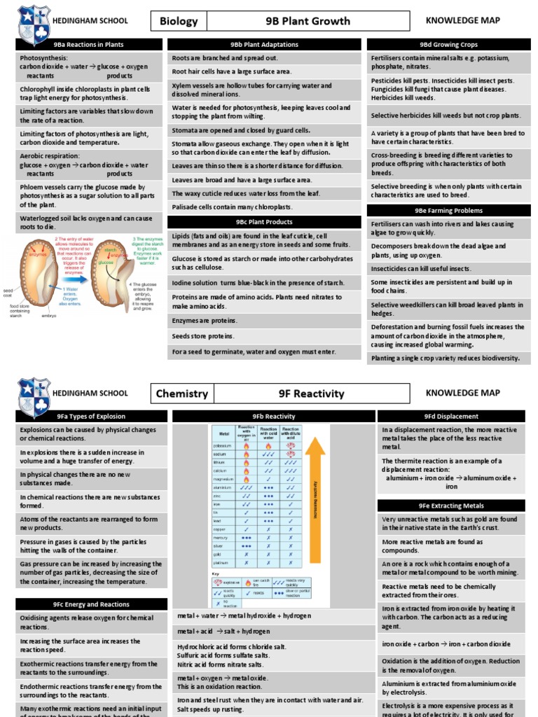 Biology 9B Plant Growth: Hedingham School | PDF | Chemical Reactions ...