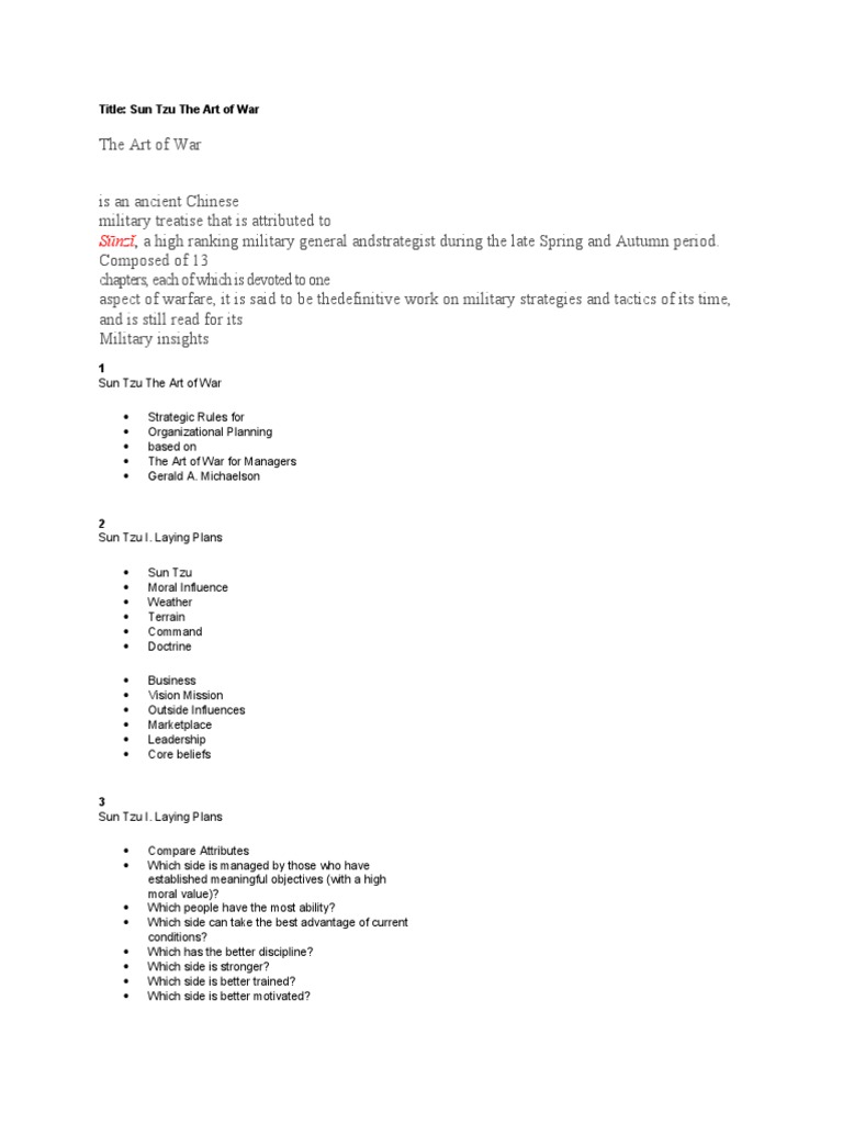 Title: Sun Tzu The Art of War | PDF | The Art Of War | Sun Tzu