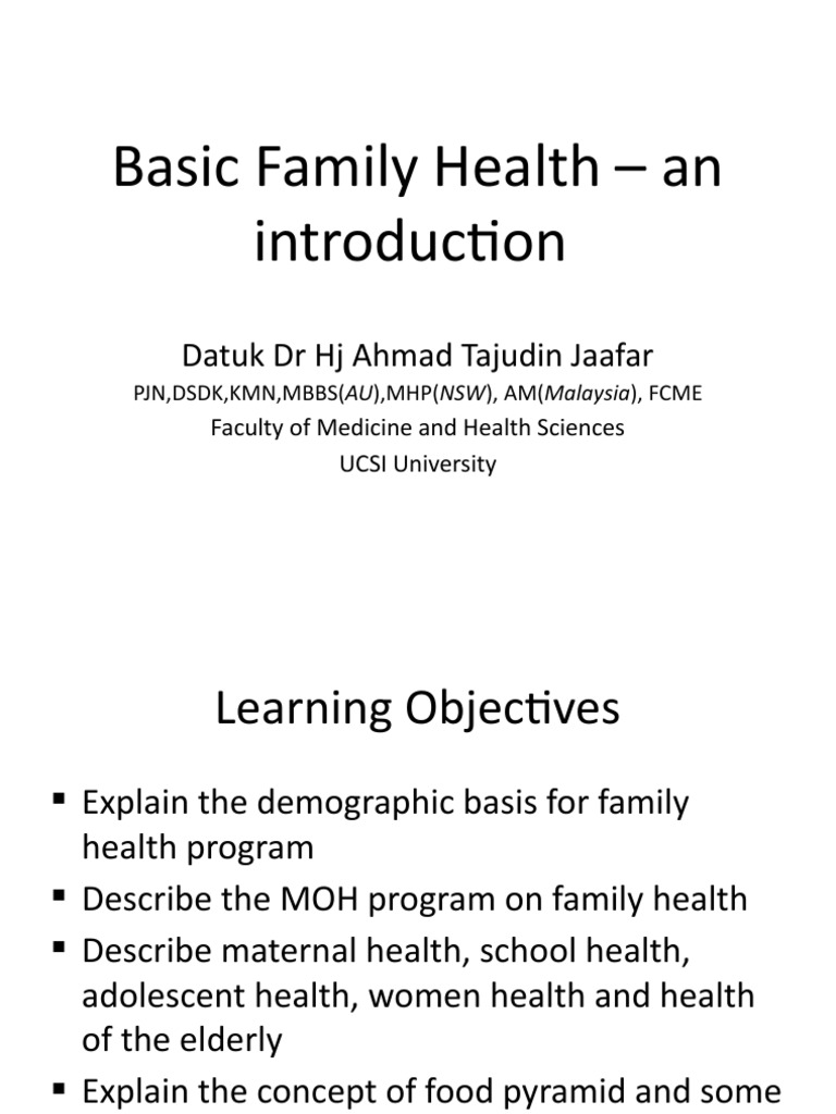 Basic Family Health and Nutrition (Being Revised) 22.9.15) | PDF ...