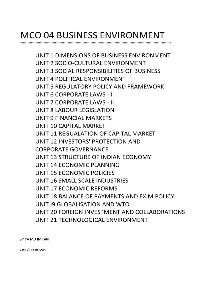 Mco 04 Business Environment PDF | PDF | Marketing | Natural Environment