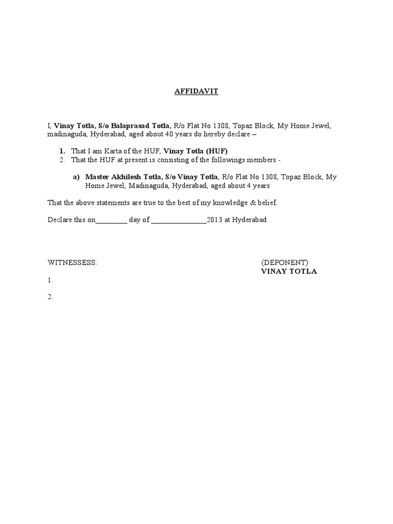 Huf Declaration | PDF