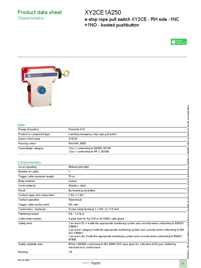 E-Stop Rope Pull Switch XY2CE Data | PDF | International ...