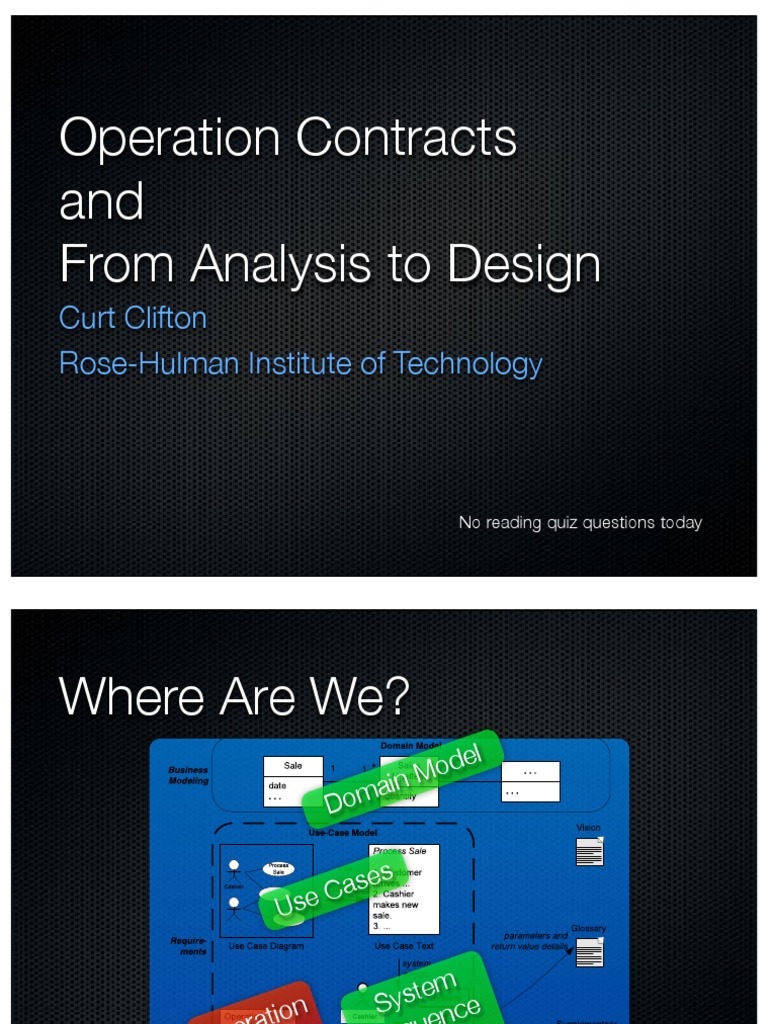 Operation Contracts and From Analysis To Design: Curt Clifton Rose ...