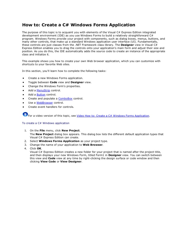 Menustrip Button Combobox Webbrowser: To Create A C# Windows ...
