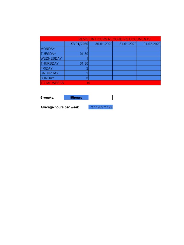Revision Document Spreadsheet | PDF