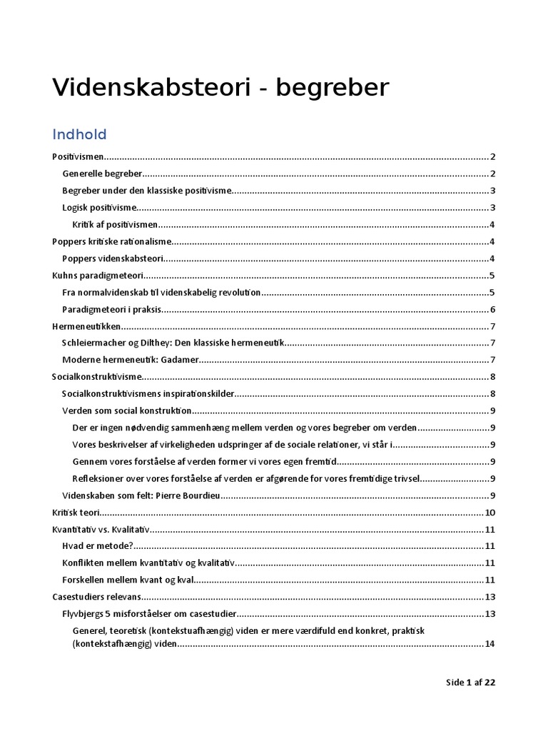 Videnskabsteori - Eksamen Begreber | PDF Videnskabsteori - Eksamen Begreber | PDF