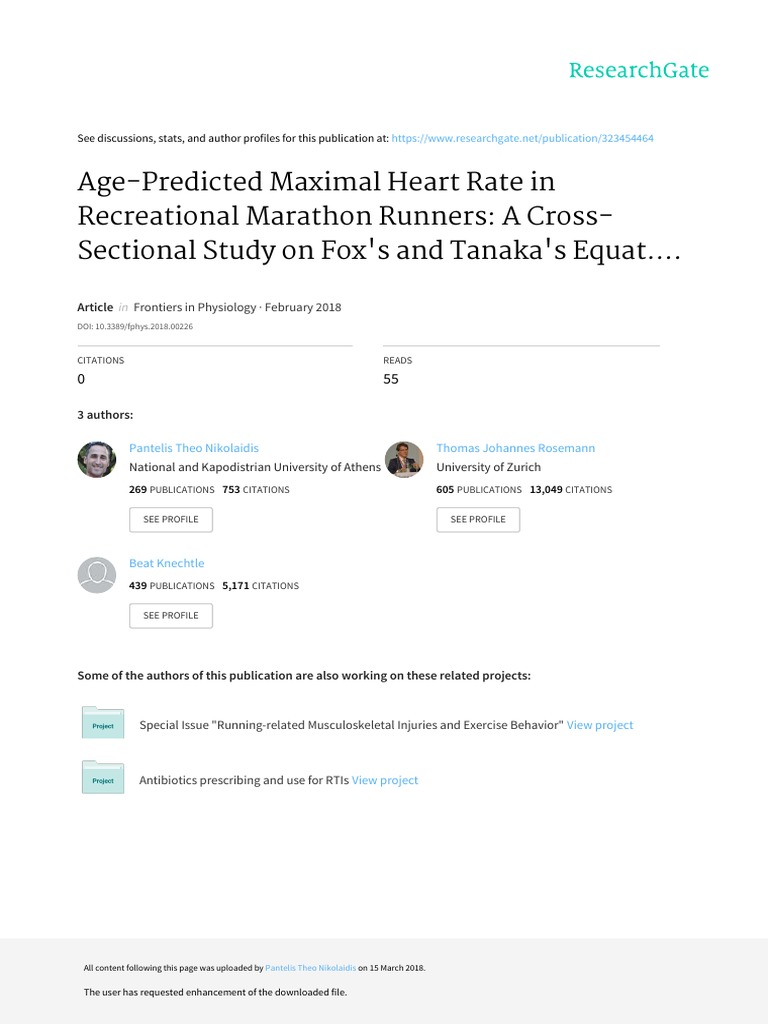 Age Predicted Maximal Heart Rate In Recreational Marathon Runners A