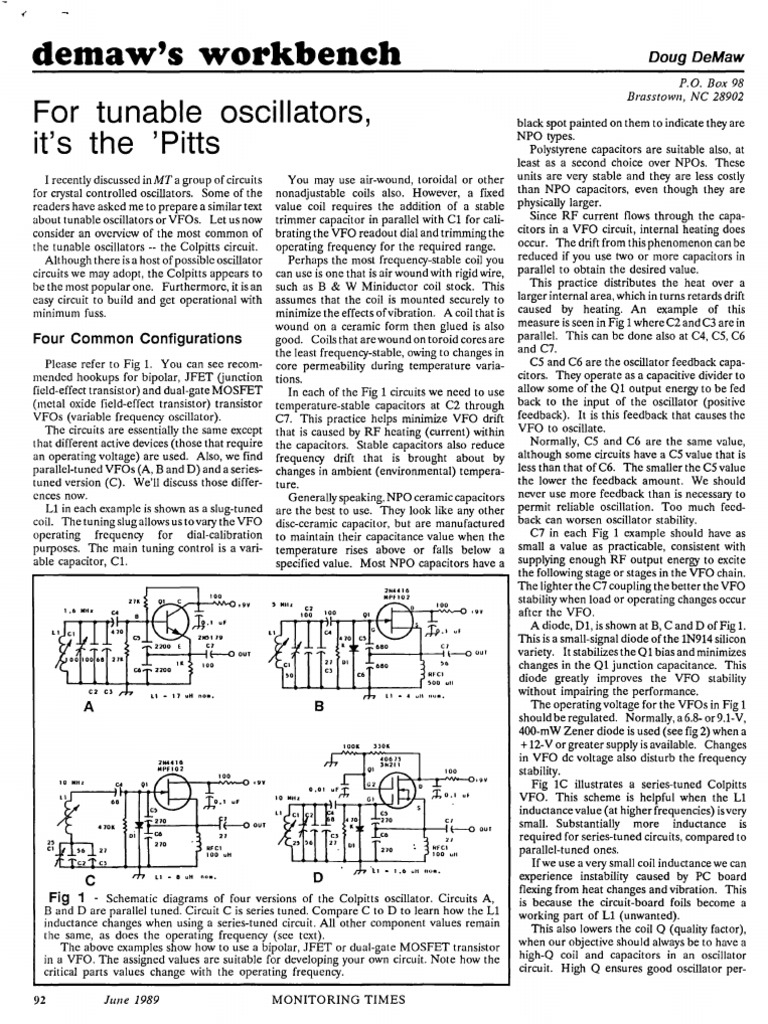 Colpitts Tunable Oscillator Guide | PDF | Capacitor | Inductor