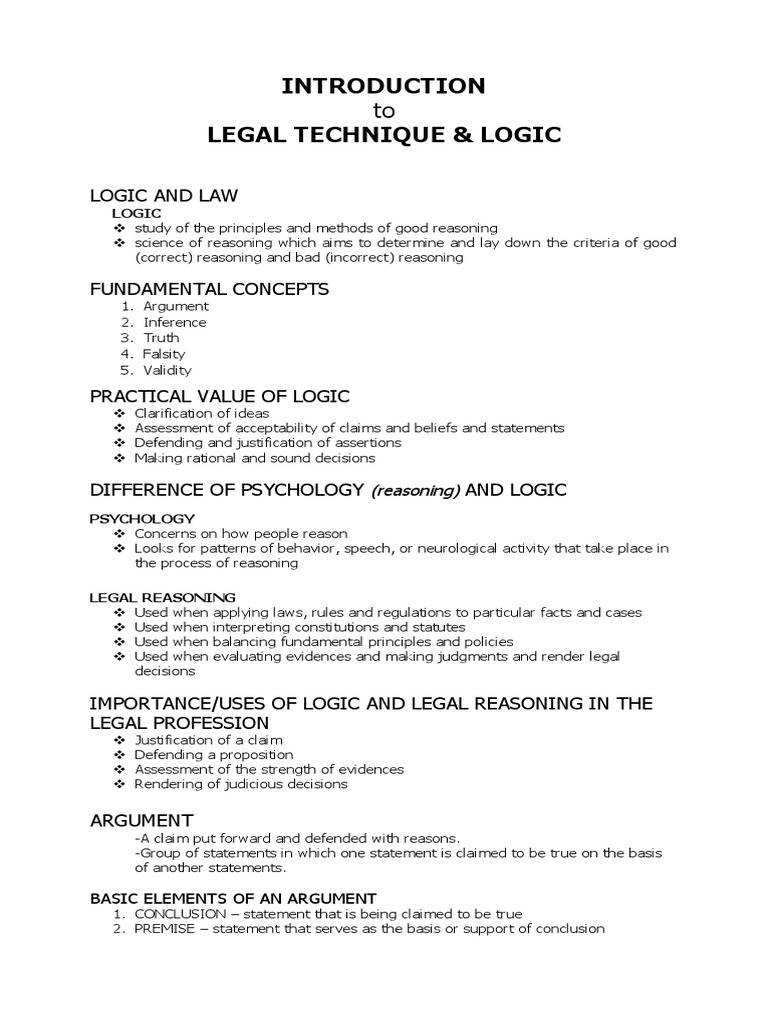 Legal Technique and Reasoning Overview | PDF | Logic | Reason