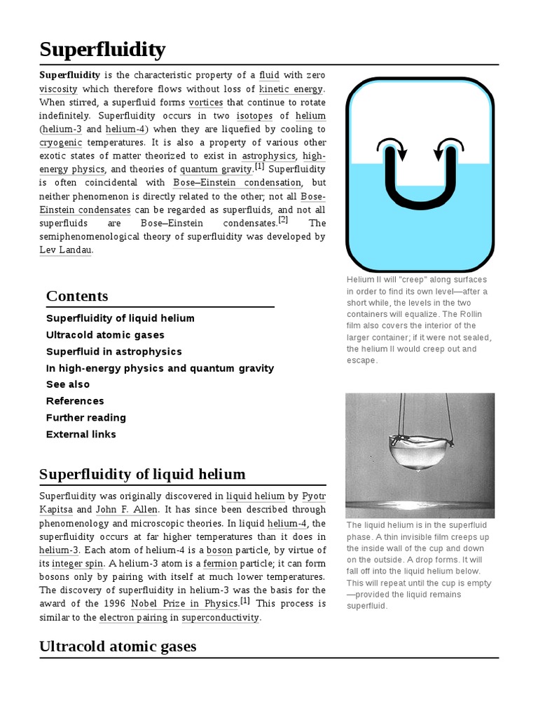 Superfluidity: Superfluidity Is The Characteristic Property of A Fluid ...