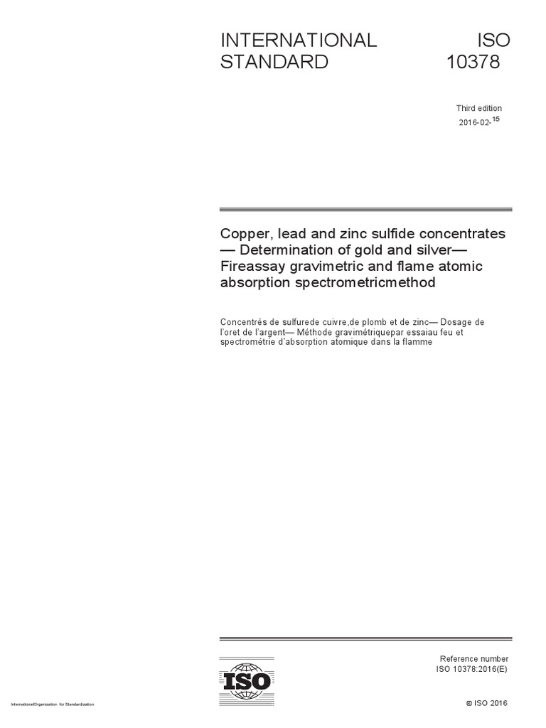 ISO 10378 Analisis Au y Ag | PDF | Metallurgical Assay | International ...