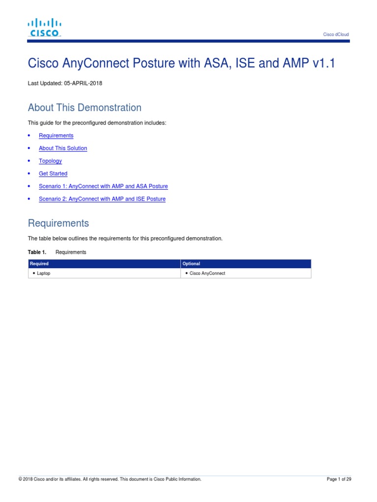 Cisco Anyconnect Posture With Asa, Ise and Amp V1.1: About This ...
