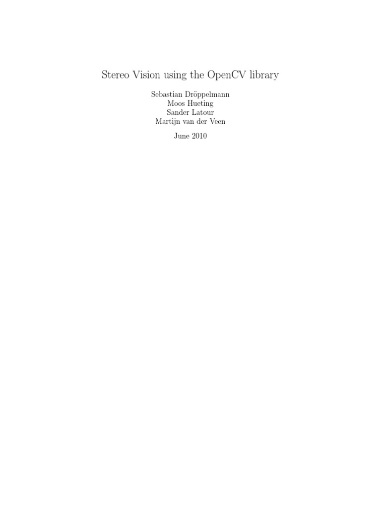 Stereo Vision with OpenCV Techniques | PDF | Stereoscopy | Computer ...