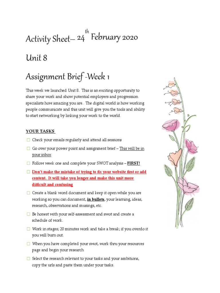 Unit 8 Week 1 Assignment Guide | PDF