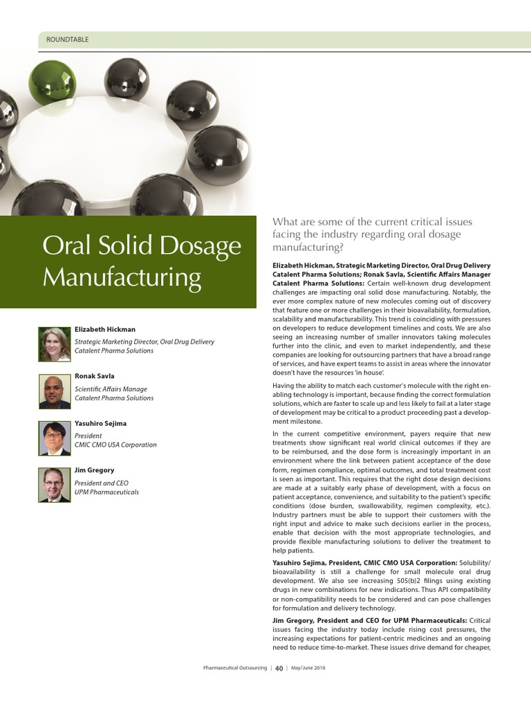 Oral Solid Dosage Manufacturing | PDF | Tablet (Pharmacy ...
