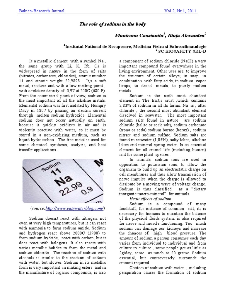 The Essential Role of Sodium in the Human Body: Maintaining Electrolyte ...