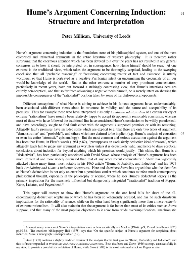 Hume's Argument Concerning Induction: Structure and Interpretation ...