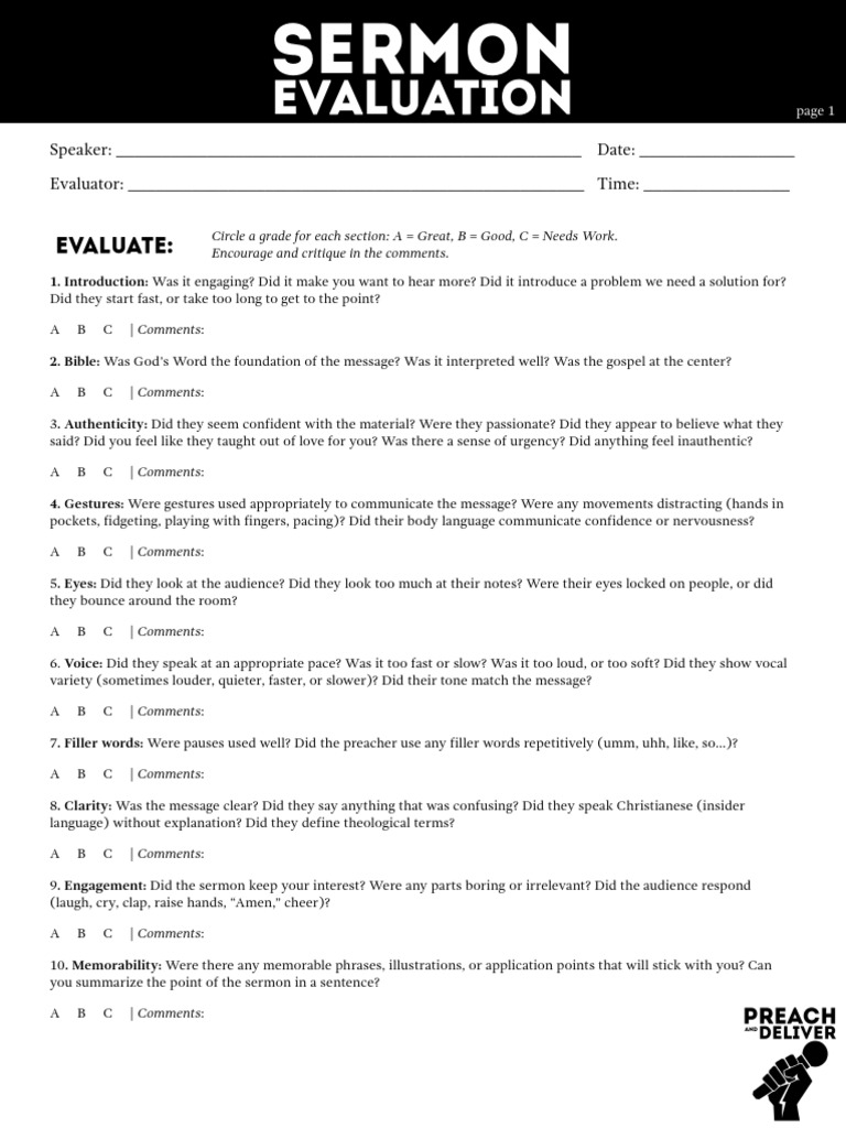 Sermon Evaluation Form | PDF | Semiotics | Human Communication