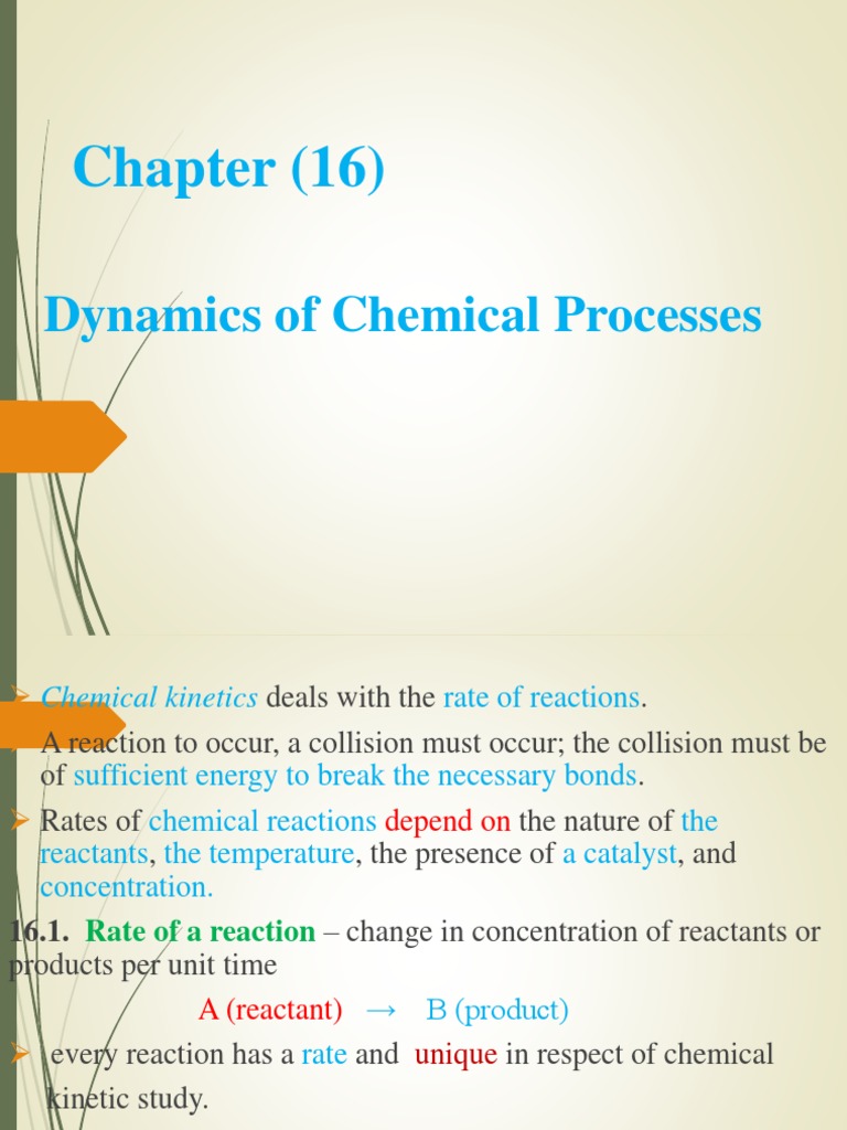 Chapter (16) : Dynamics of Chemical Processes | PDF | Reaction Rate ...