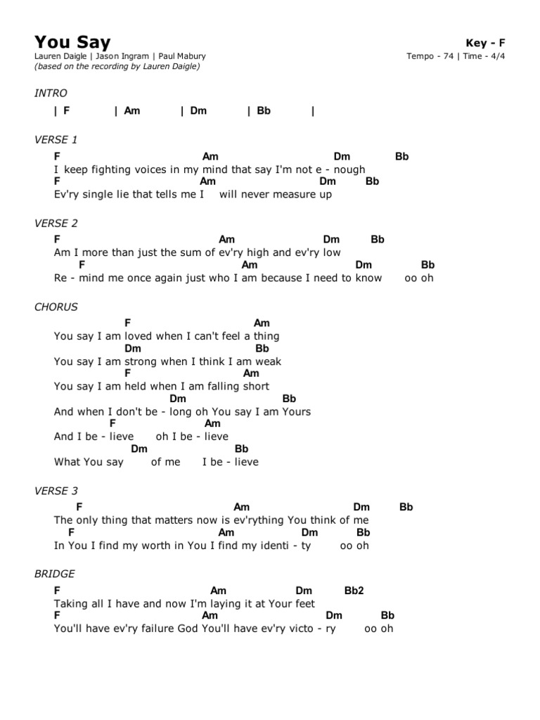 You Say | PDF | Song Structure | Musical Forms