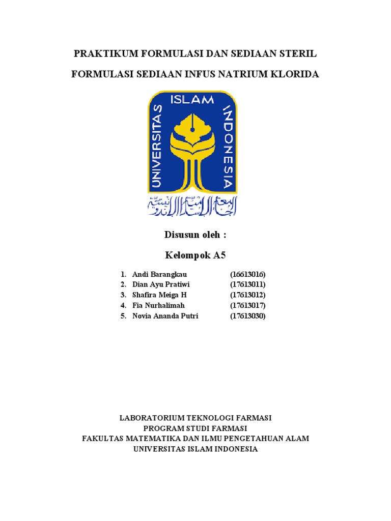 Formulasi Infus Natrium Klorida | PDF | Memasak, Makanan, & Anggur ...
