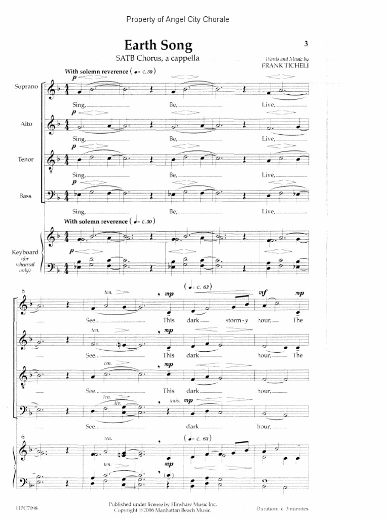 Earth Song PDF | PDF | Choral Music | Musical Compositions