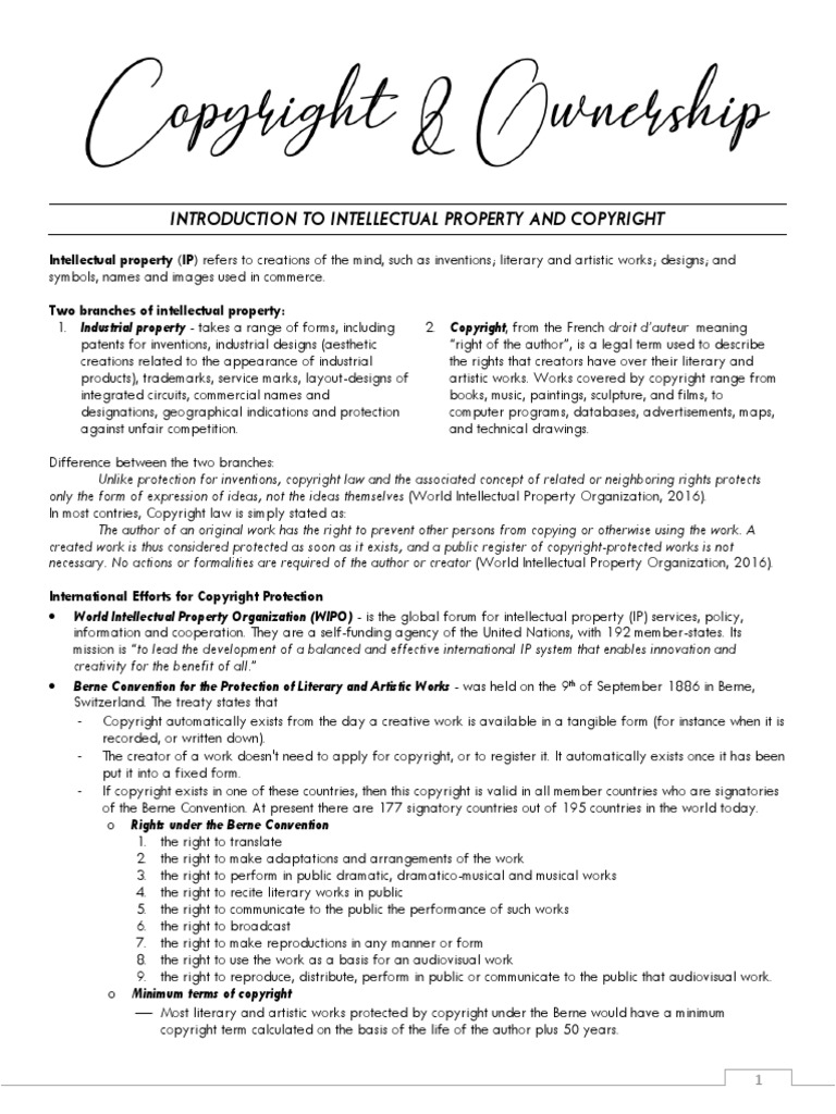 Copyright and Ownership PDF | PDF | Intellectual Property | Copyright