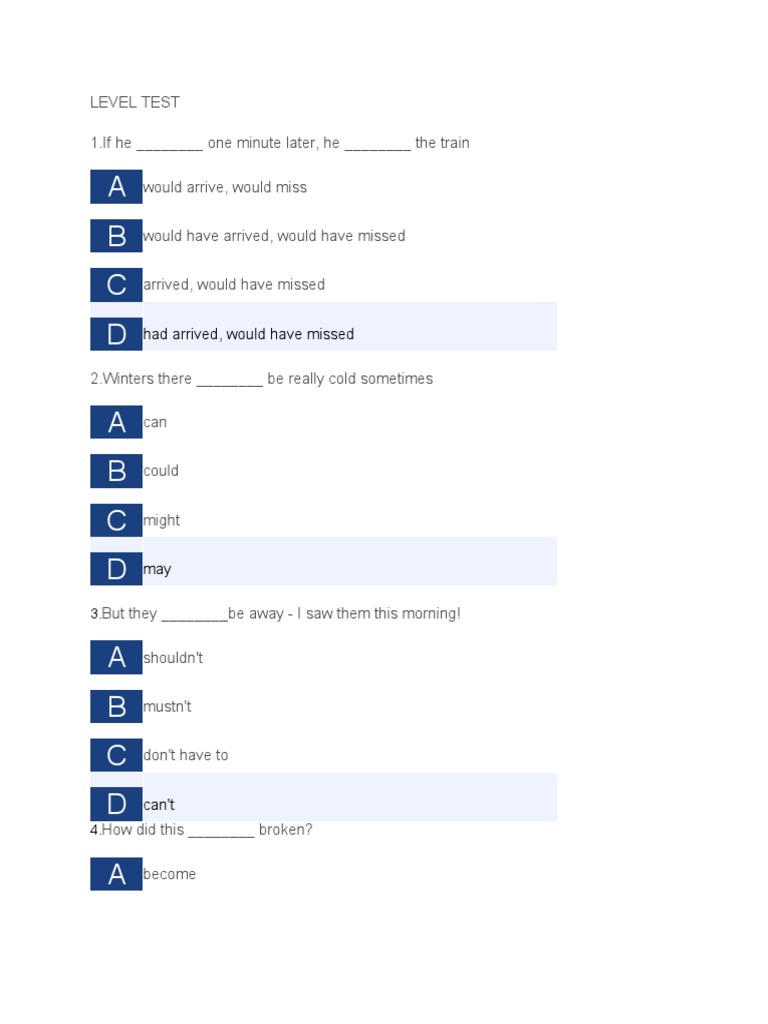 English Grammar Leveltest | PDF