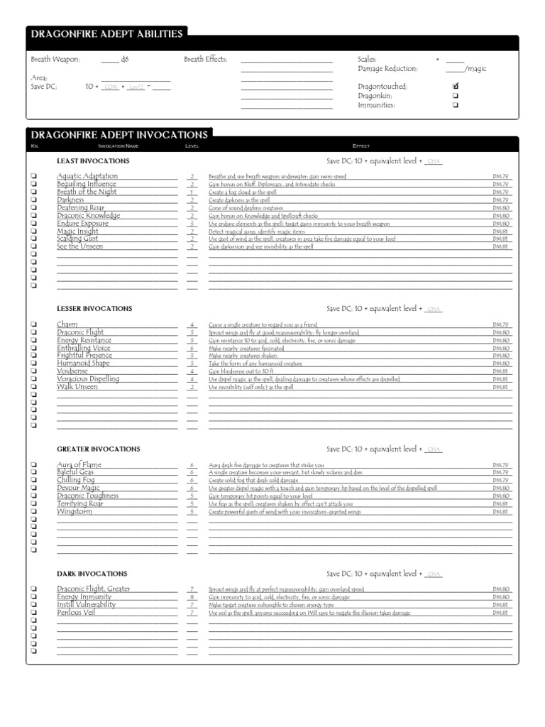 List - Invocations, Dragon Fire Adept | PDF | Fantasy | Leisure