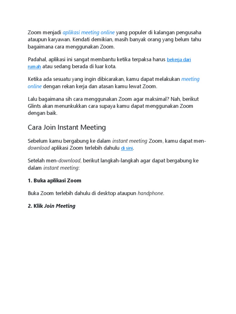 Cara Menggunakan Zoom Meeting | PDF
