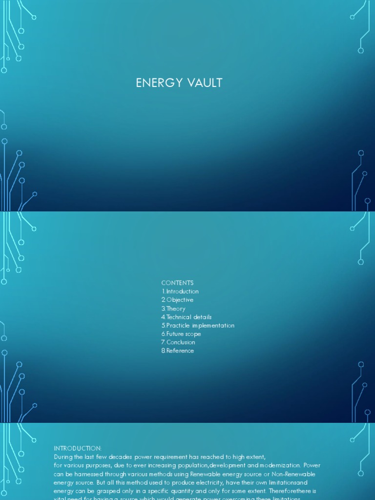 Presentation On ENERGY VAULT | PDF | Energy Storage | Renewable Energy