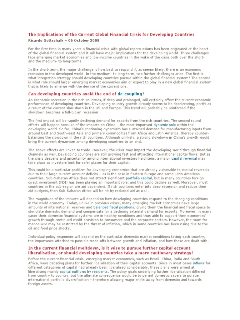 Global Financial Crisis A | PDF | Business | Capital Account